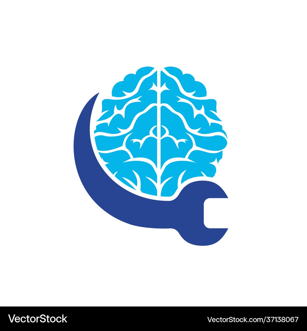 Brain repair logo design Royalty Free Vector Image