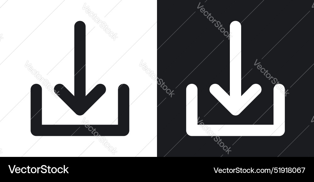 Download icon set in solid black and white color Vector Image