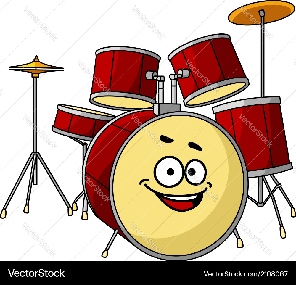Drum set having a big happy laughing smile Vector Image