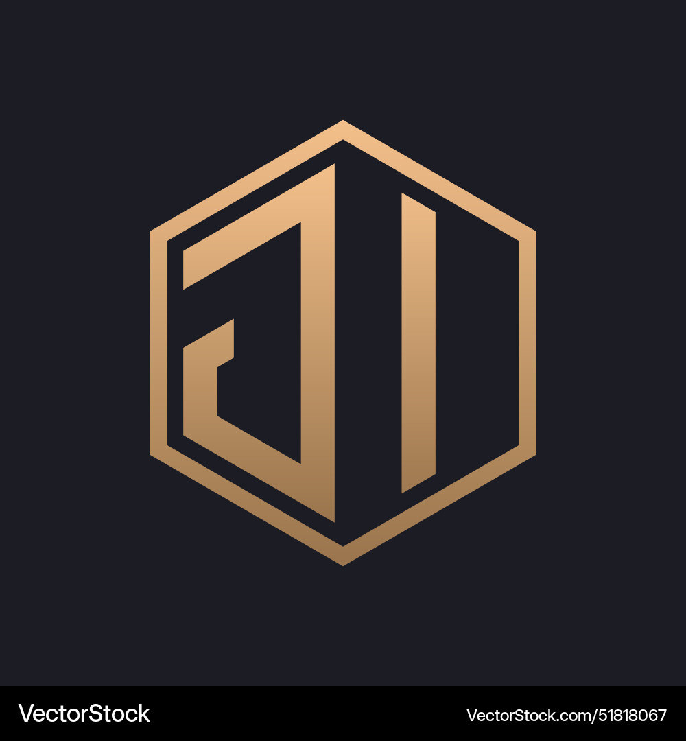 Elegant hexagon letter ji logo design initial Vector Image