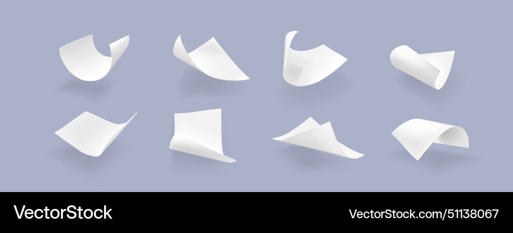 Flying paper sheet in different angles of view Vector Image