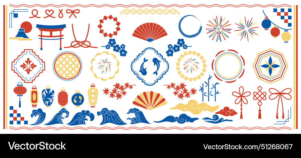 Japan summer icon frame element fireworks Vector Image