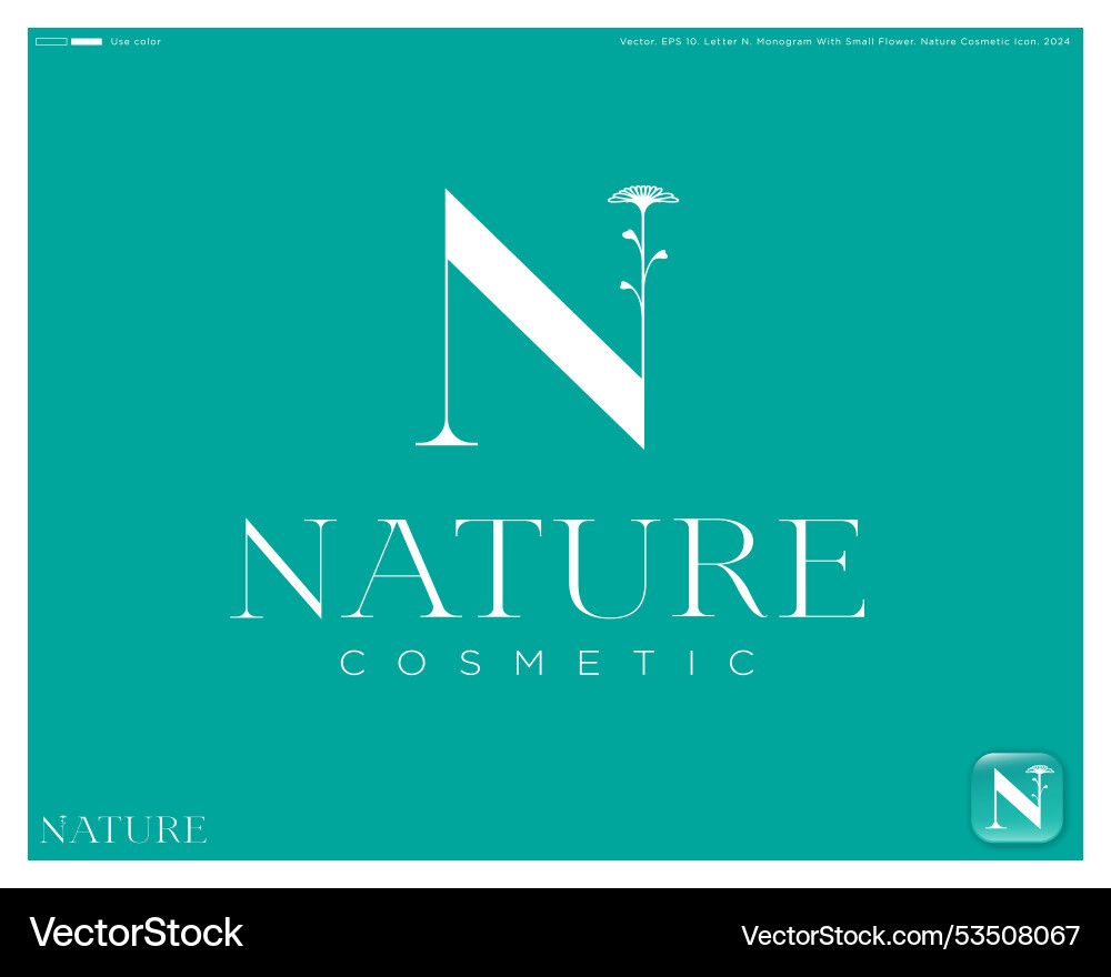 Letter n daisy flower monogram nature logo Vector Image