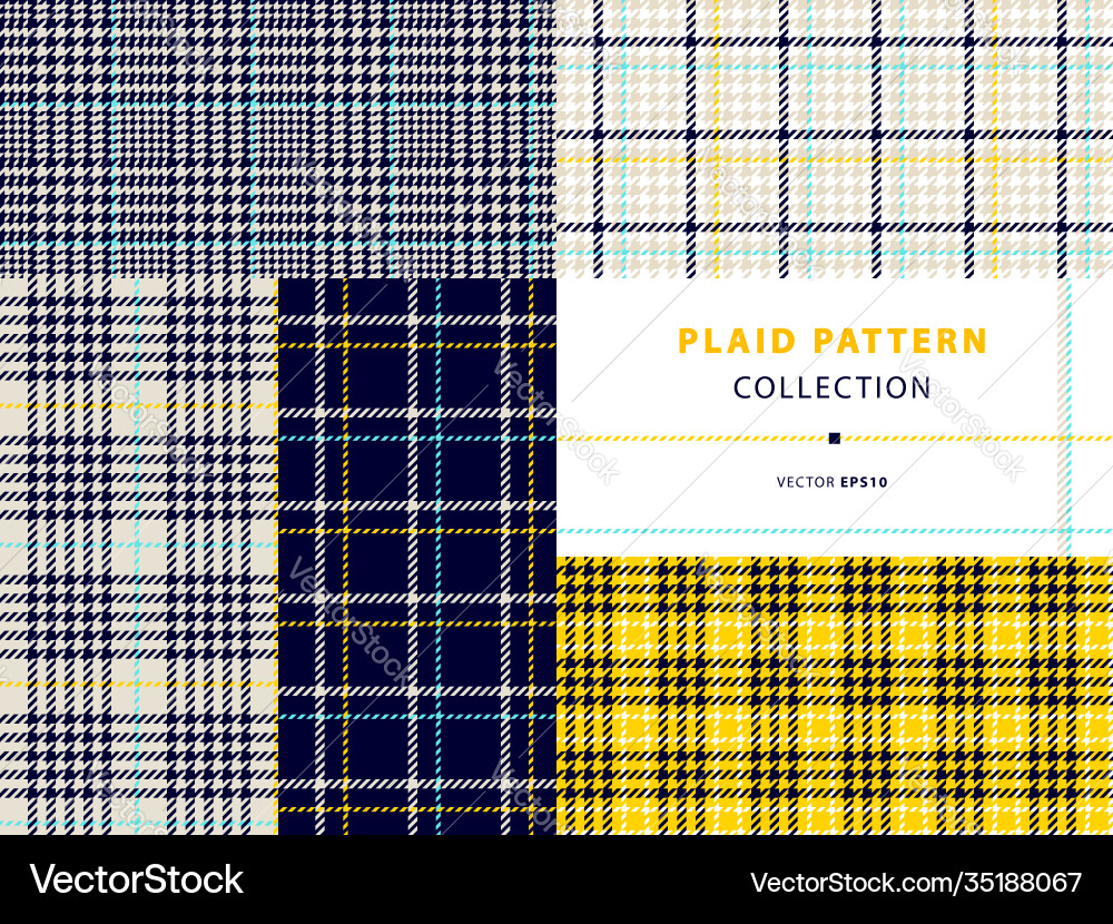 Plaid pattern collection Royalty Free Vector Image