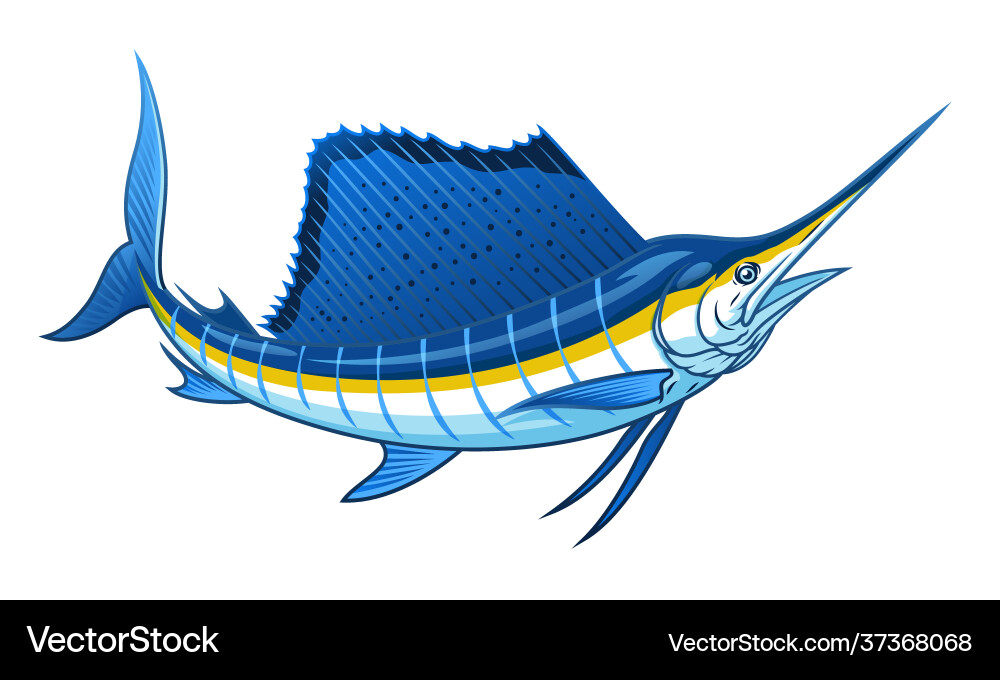 Blue atlantic sailfish Royalty Free Vector Image
