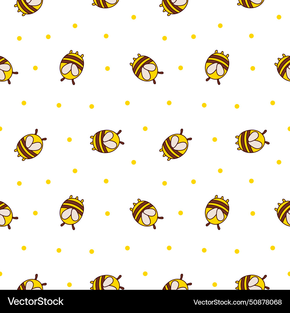 Cartoon cute bee character seamless pattern Vector Image