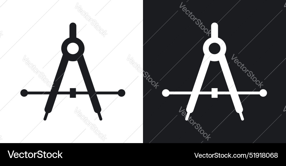 Drafting compass icon set in solid black Vector Image