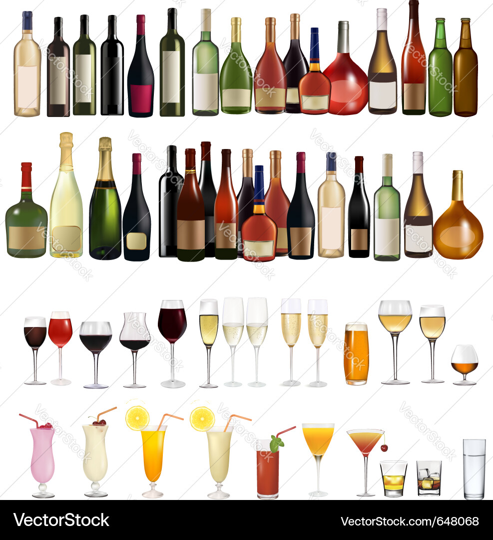 Drinks and bottles Royalty Free Vector Image - VectorStock
