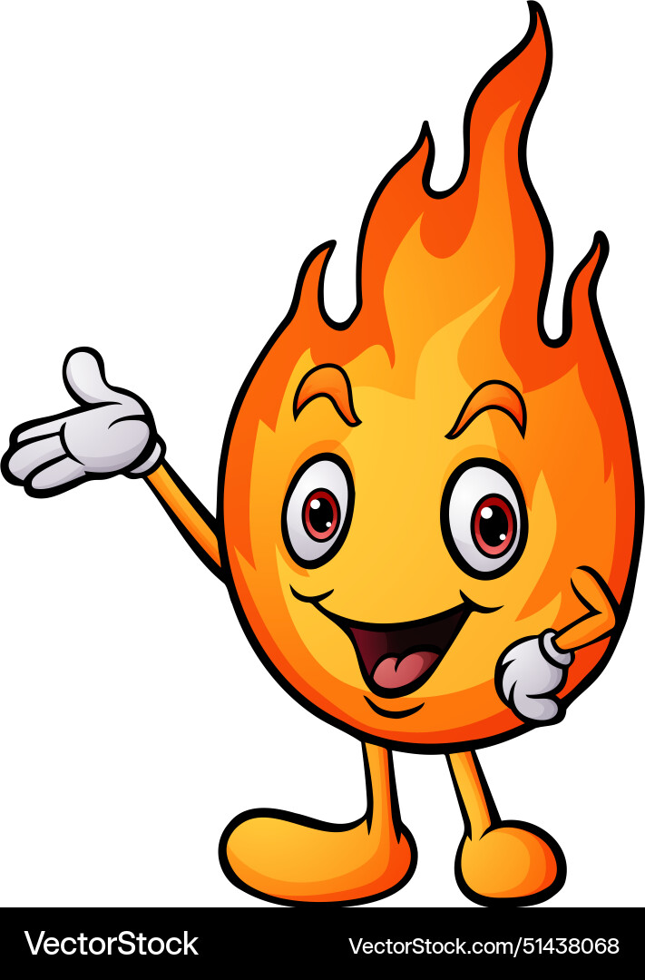 Fire character presenting Royalty Free Vector Image
