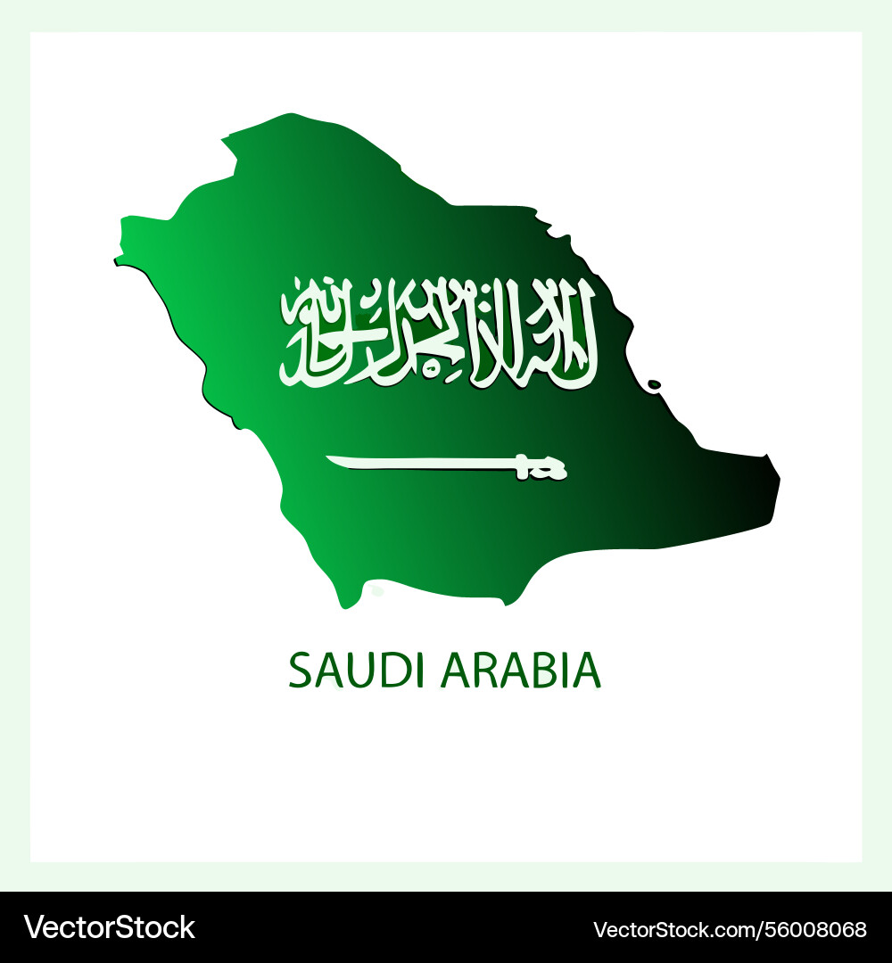 Green gradient map of saudi arabia with flag Vector Image