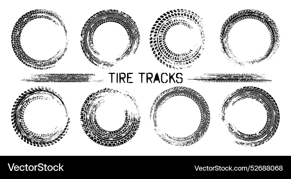 Grunge circle tire tracks wheel braking marks Vector Image