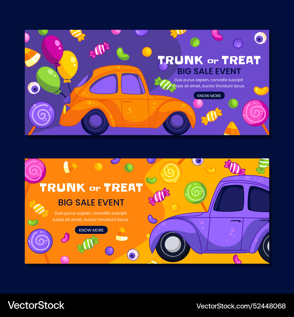 Hand drawn trunk or treat horizontal sale banners Vector Image