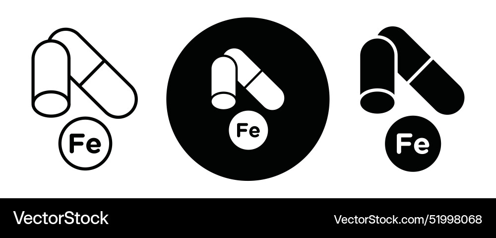 Mineral fe outline icon collection or set Vector Image