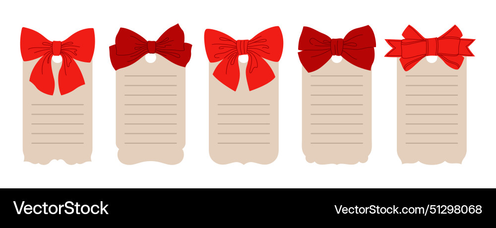 Price tags with bow gift ribbon set blank Vector Image
