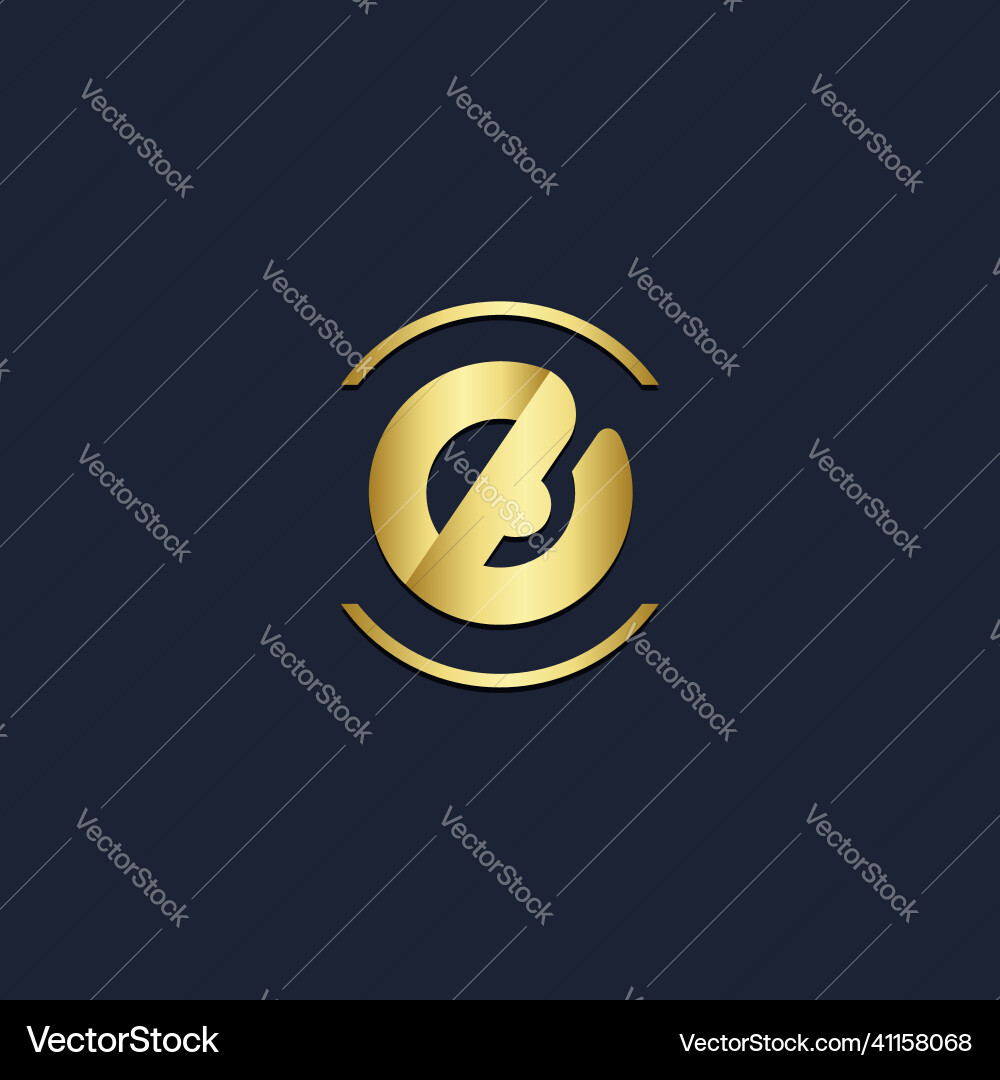 Round e initial gold logo Royalty Free Vector Image