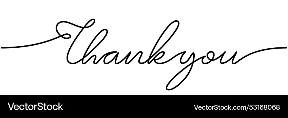 Thank you one line continuous lettering thank Vector Image