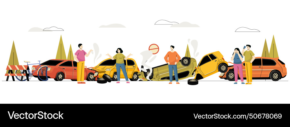 Car accident concept cartoon man driver calling Vector Image
