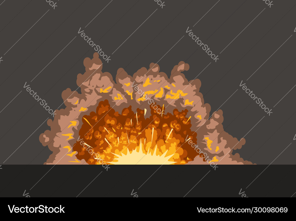 Cartoon explosion on dark surface Royalty Free Vector Image