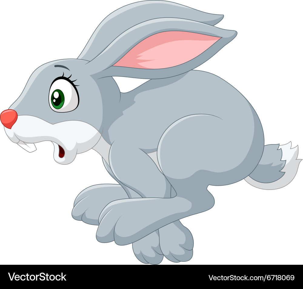 Cartoon panic bunny running isolated Royalty Free Vector