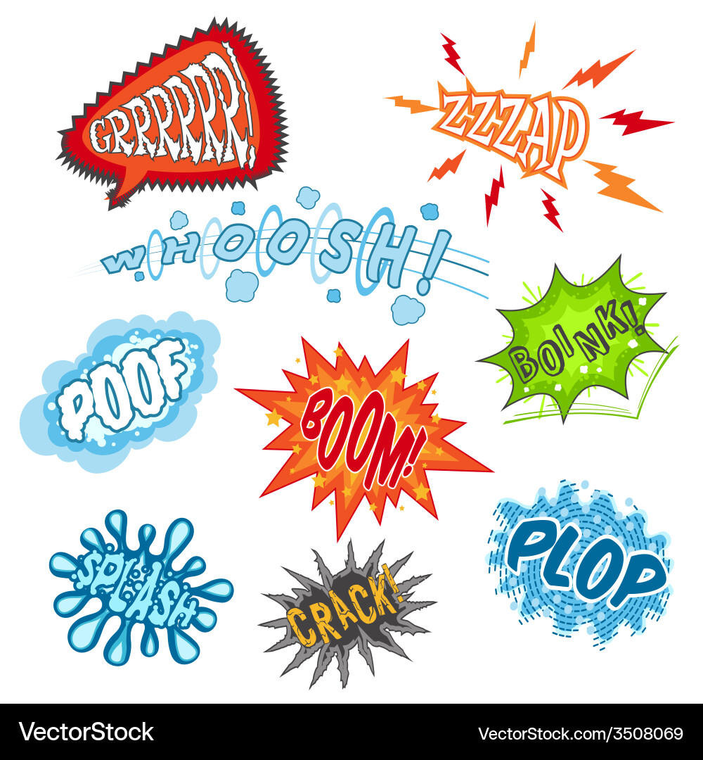 Cartoon Sound Effects Set Royalty Free Vector Image