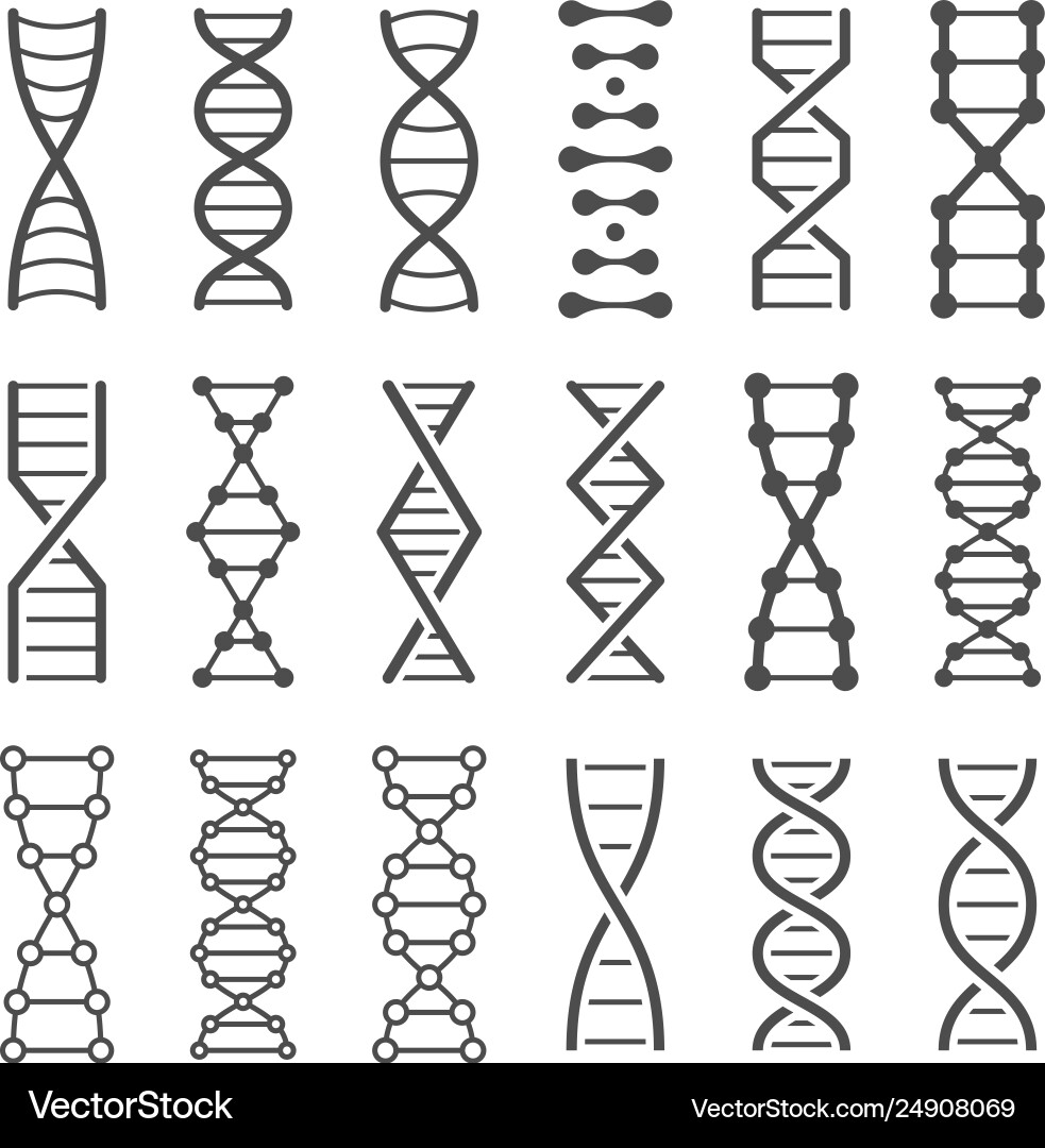 DNA Helix Genetics Icon Set Royalty Free Vector Image