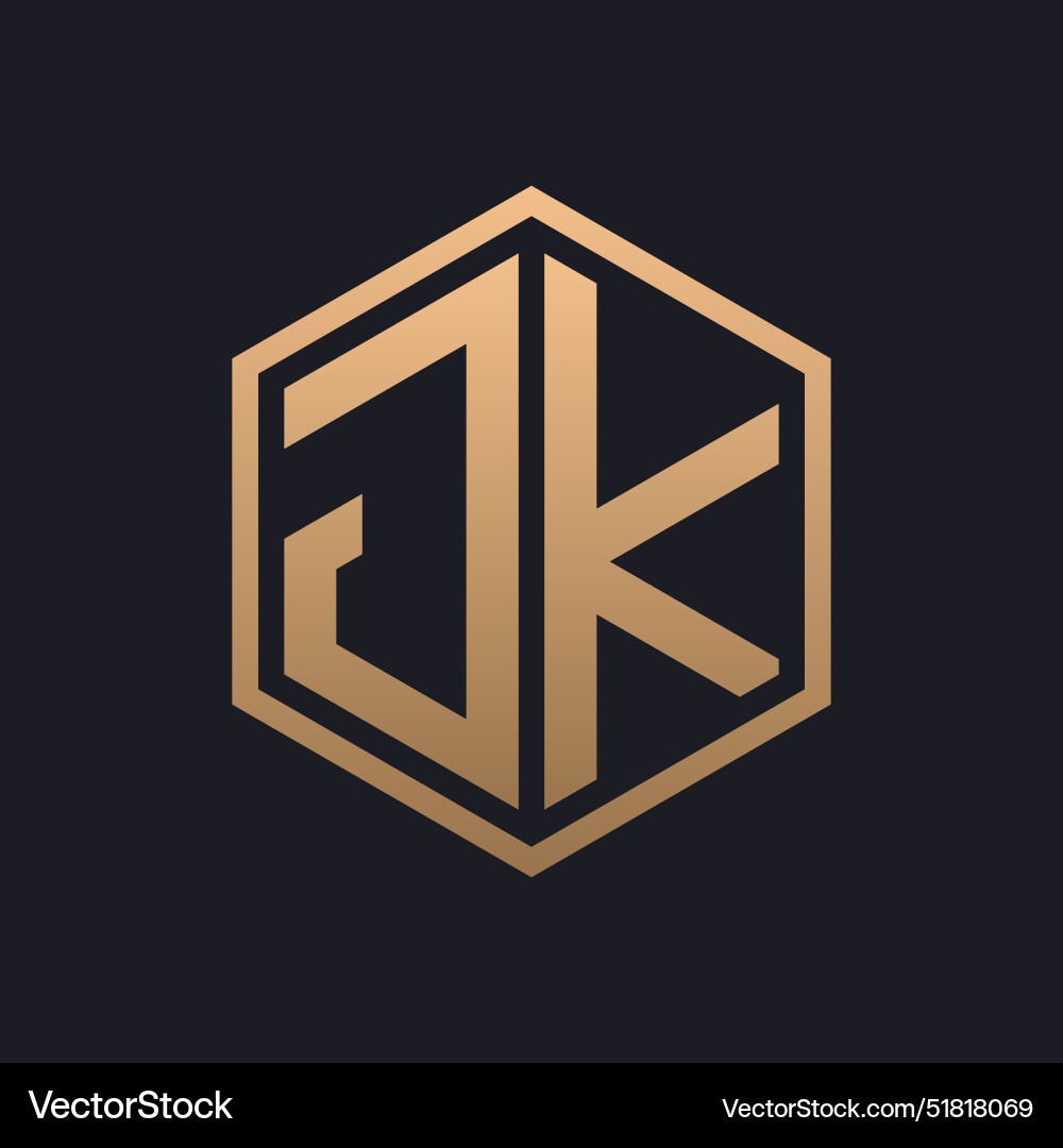 Elegant hexagon letter jk logo design initial Vector Image