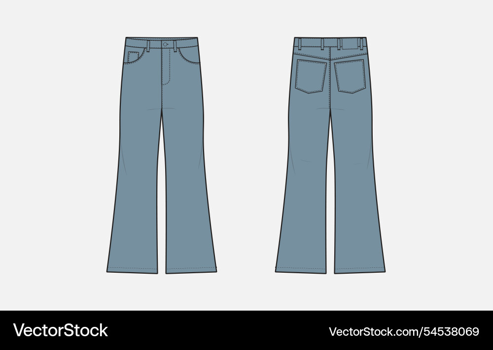 Flare jeans sketch template Royalty Free Vector Image