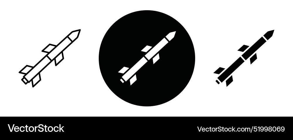 Missile outline icon collection or set missile Vector Image