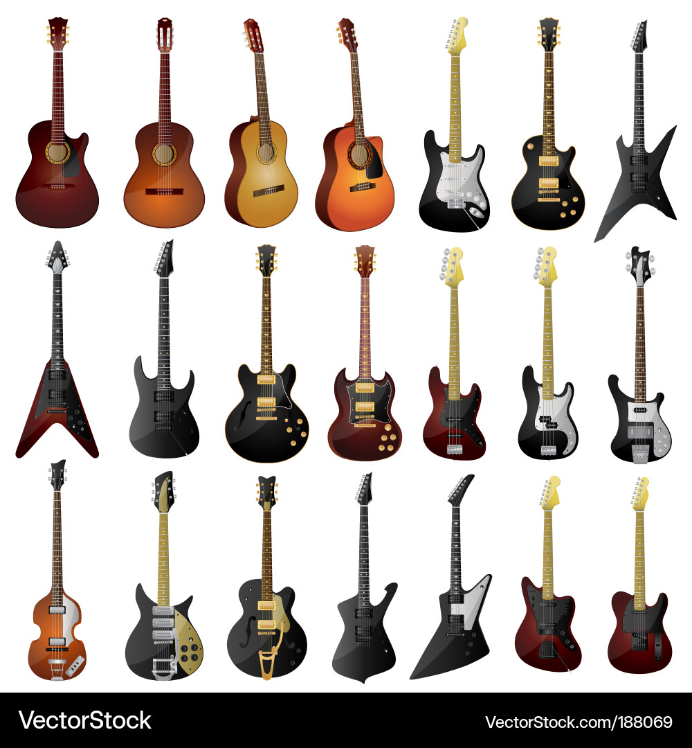 Set of isolated guitars Royalty Free Vector Image