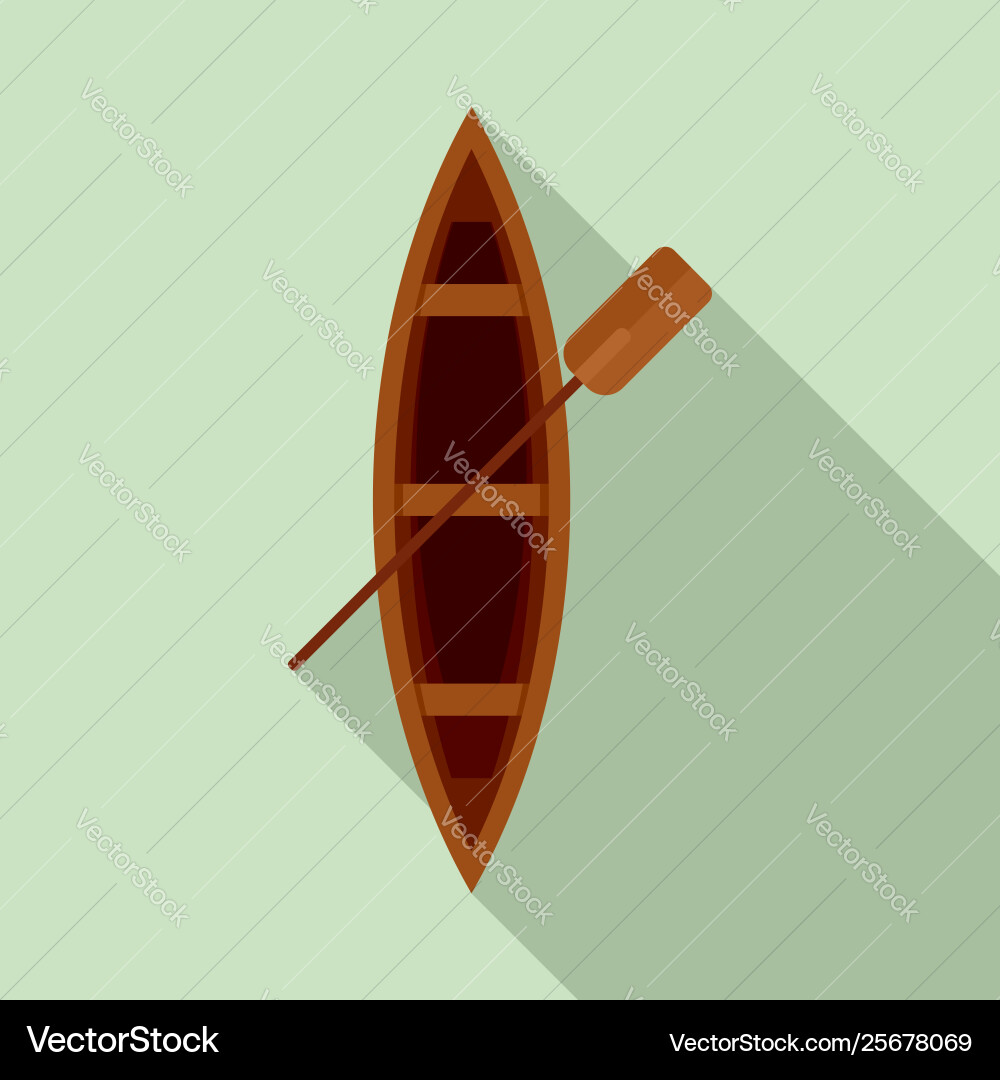 Top view wood boat icon flat style Royalty Free Vector Image