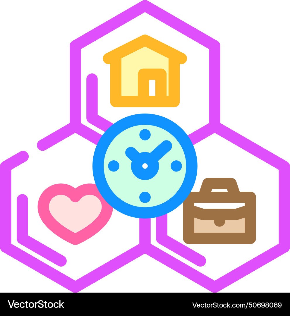 Work life integration time color icon Royalty Free Vector