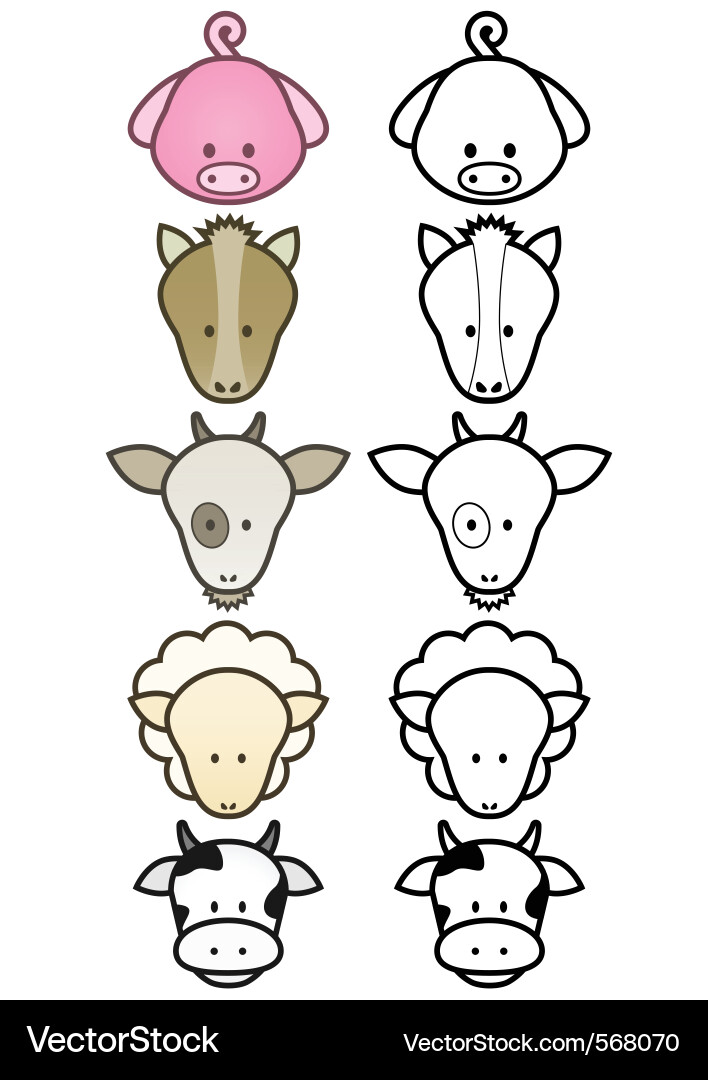Cartoon farm animals set Royalty Free Vector Image