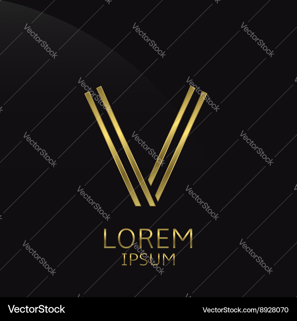 Golden v letter Royalty Free Vector Image - VectorStock