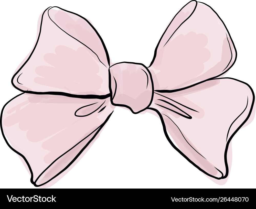 Pink cute bow vintage hand drawn Royalty Free Vector Image