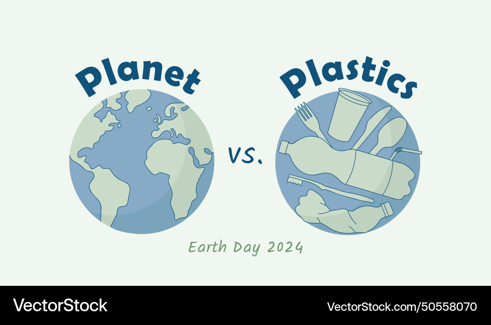 Planet vs plastics earth day 2024 theme beat Vector Image