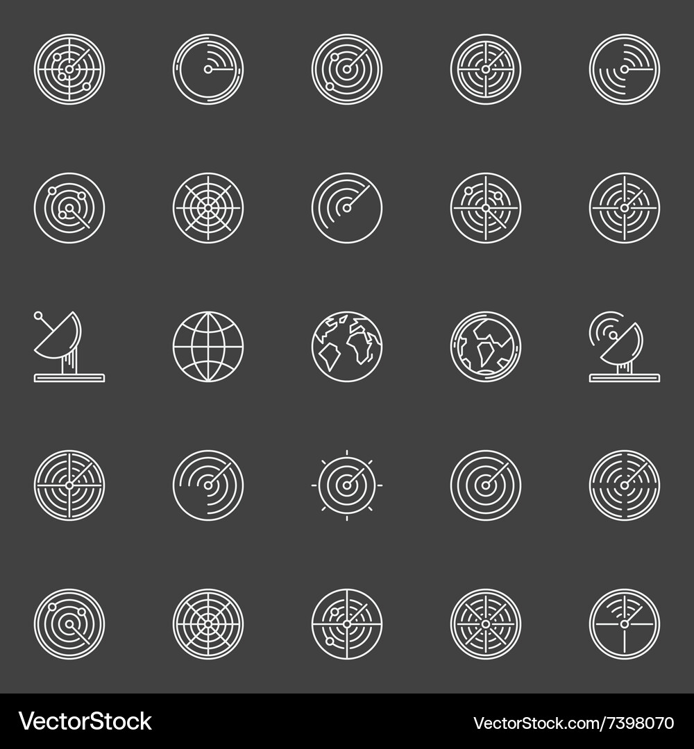 Radar Line Icons - White Royalty Free Vector Image