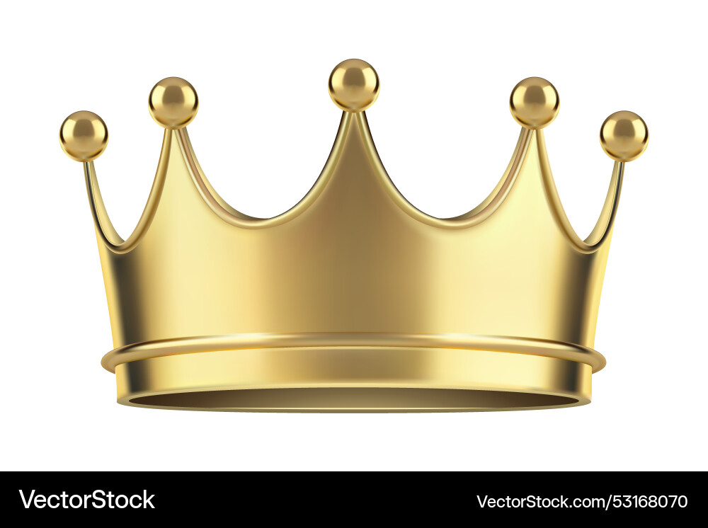 Realistic golden crown 3d royal king Royalty Free Vector