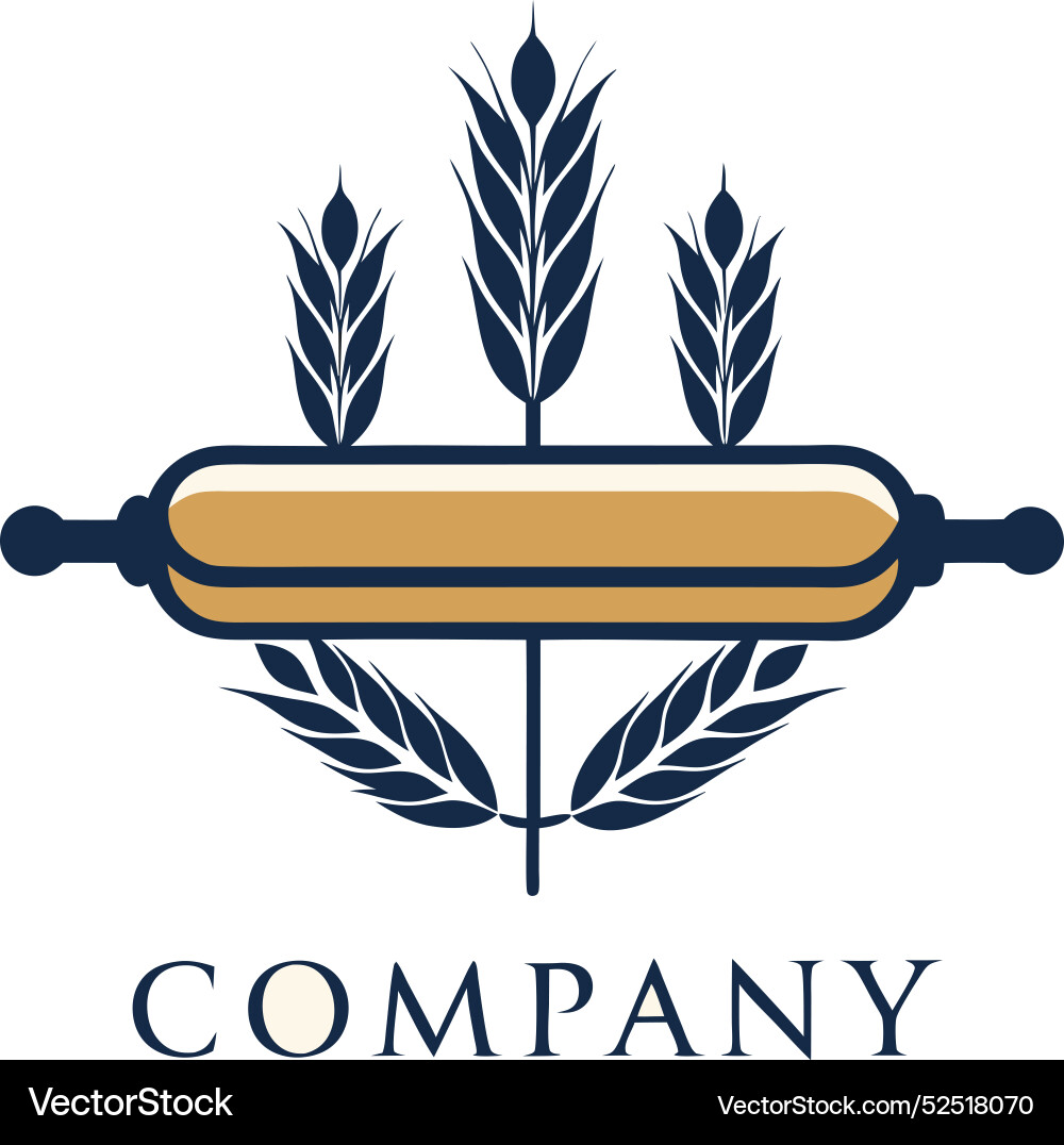 Rolling pin and wheat stal logo 6 Royalty Free Vector Image