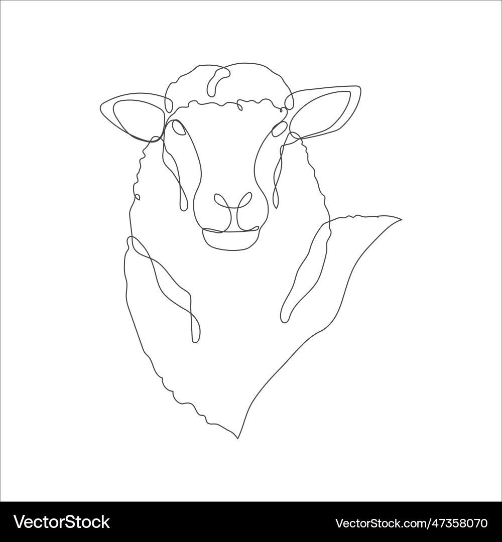 Sheep head in continuous line drawing style Vector Image