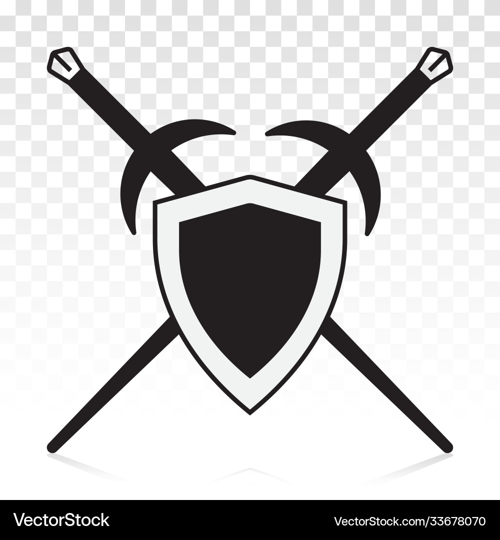 Sword and shield or crossed sheath Royalty Free Vector Image