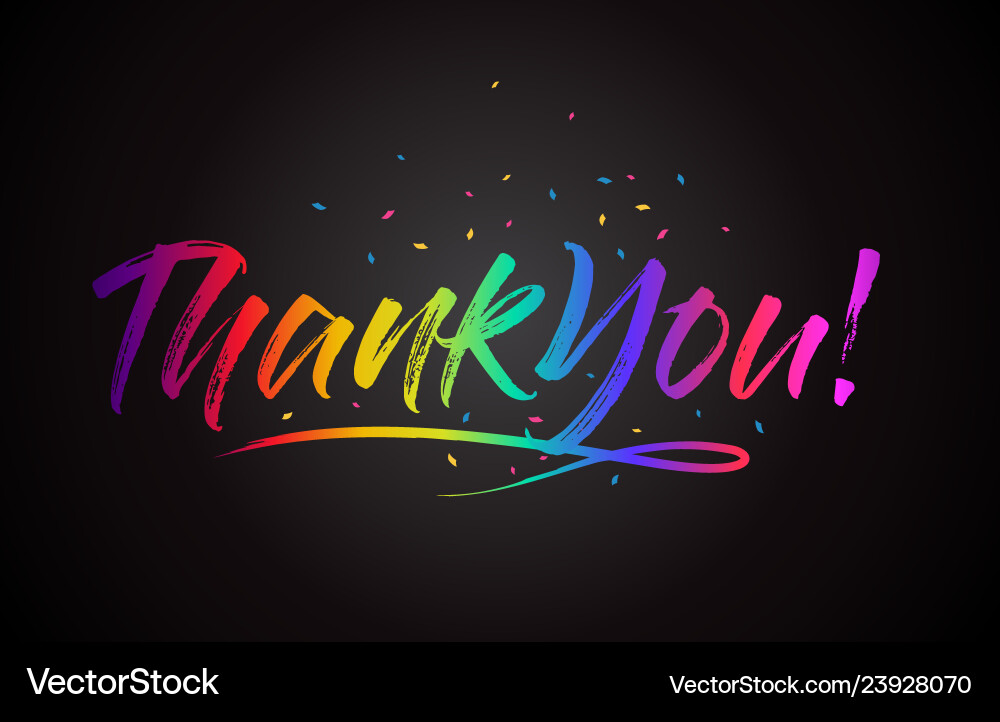 Thankyou word text with handwritten rainbow Vector Image