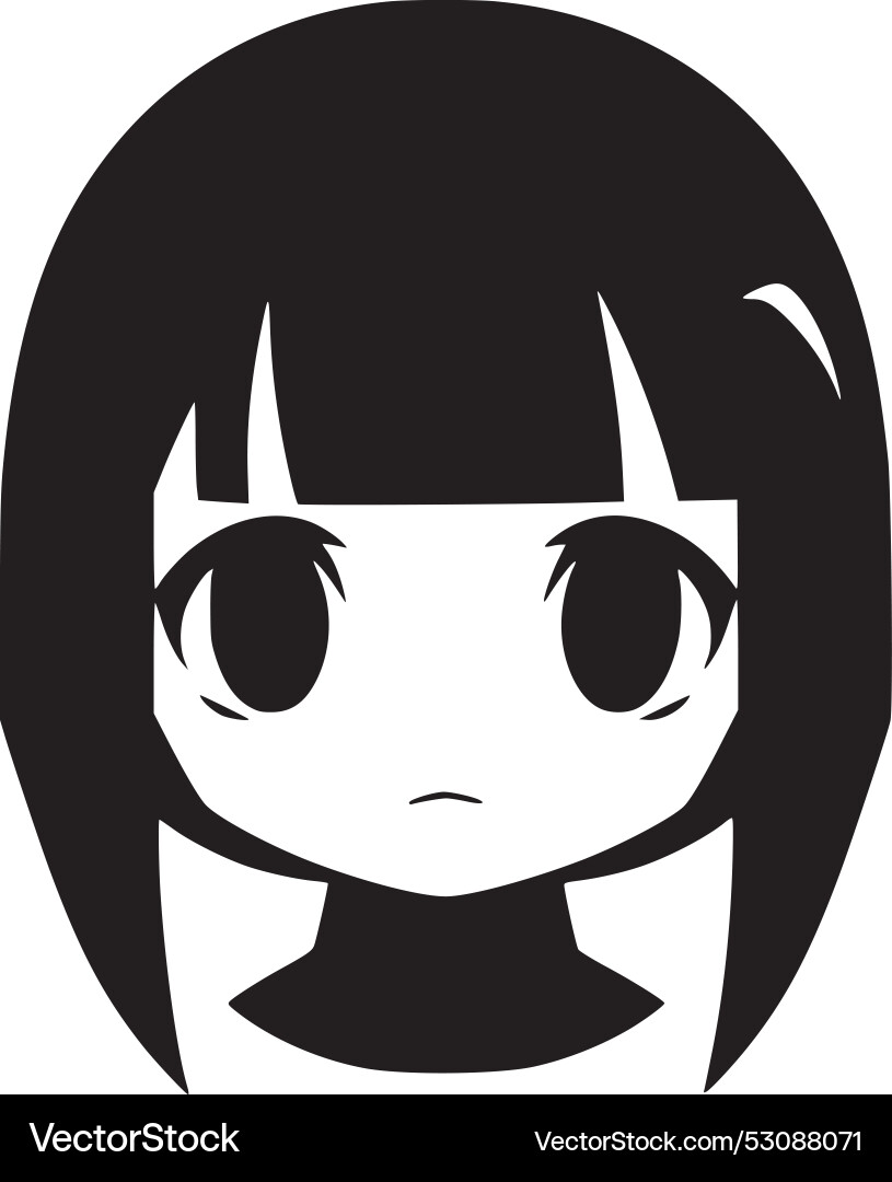 Anime - black and white isolated icon Royalty Free Vector