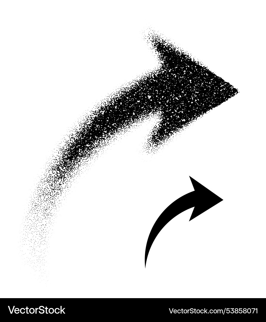Curved rising arrow in dot art and solid style Vector Image