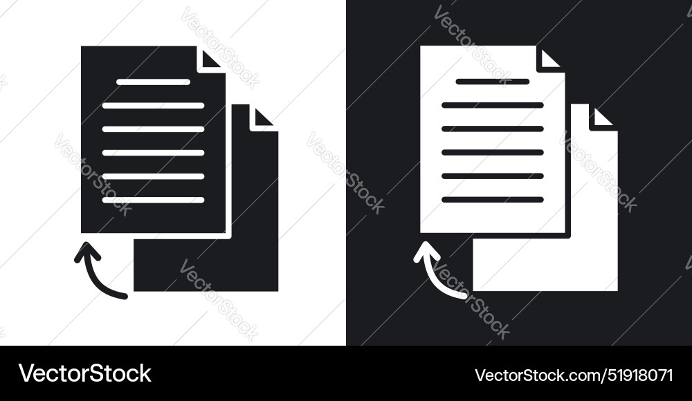 Duplicate icon set in solid black and white color Vector Image