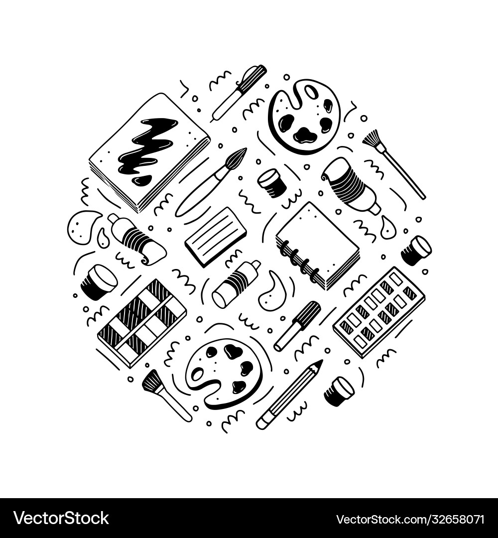 Hand drawn set creative visual art themes Vector Image