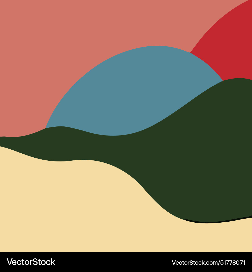 Minimalist sunset landscape Royalty Free Vector Image