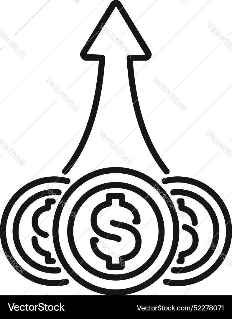 Money increasing value with upward arrow trend Vector Image