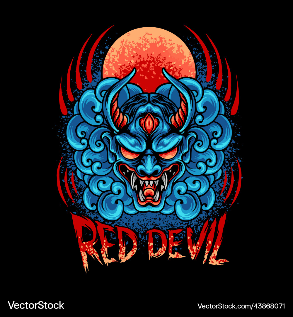 Red devil mask japan Royalty Free Vector Image