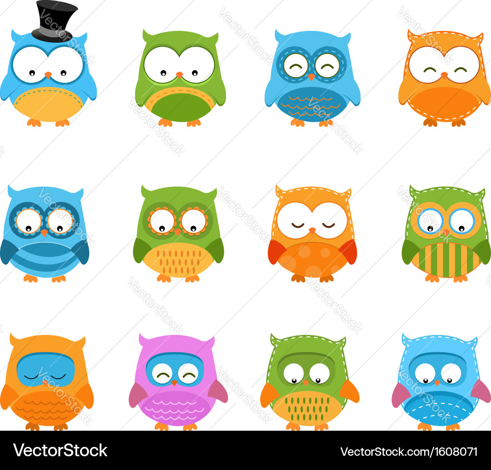 Retro Owl Collection Royalty Free Vector Image