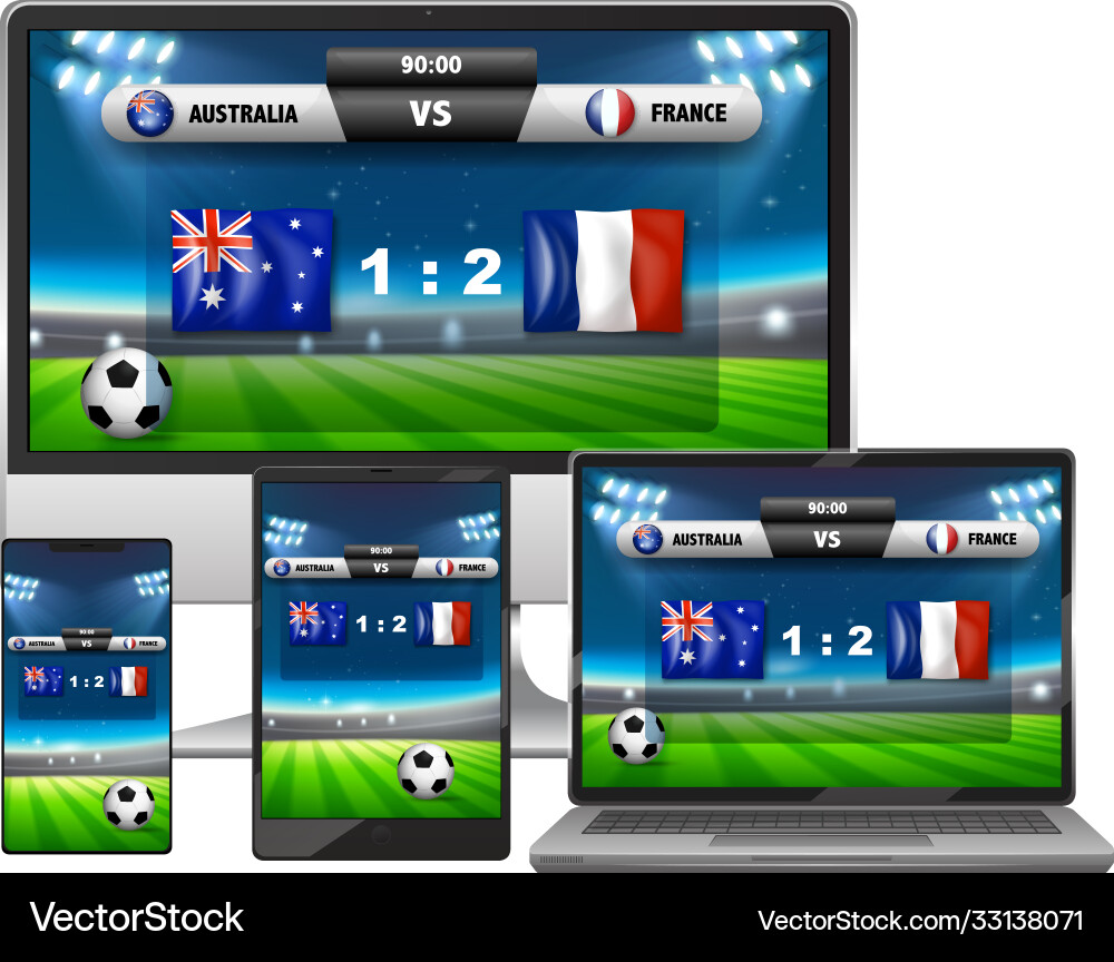 Set football match score on different Royalty Free Vector